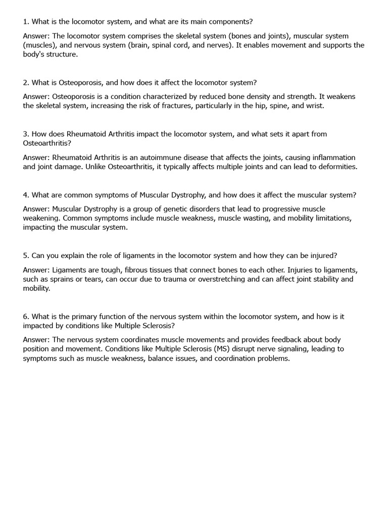 Overview of the Locomotor System | PDF | Self-Improvement