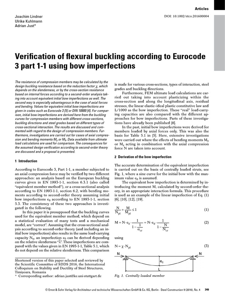 2016.Verification of Flexural Buckling According to Eurocode 3 Part 1-1 Using Bow Imperfections ...
