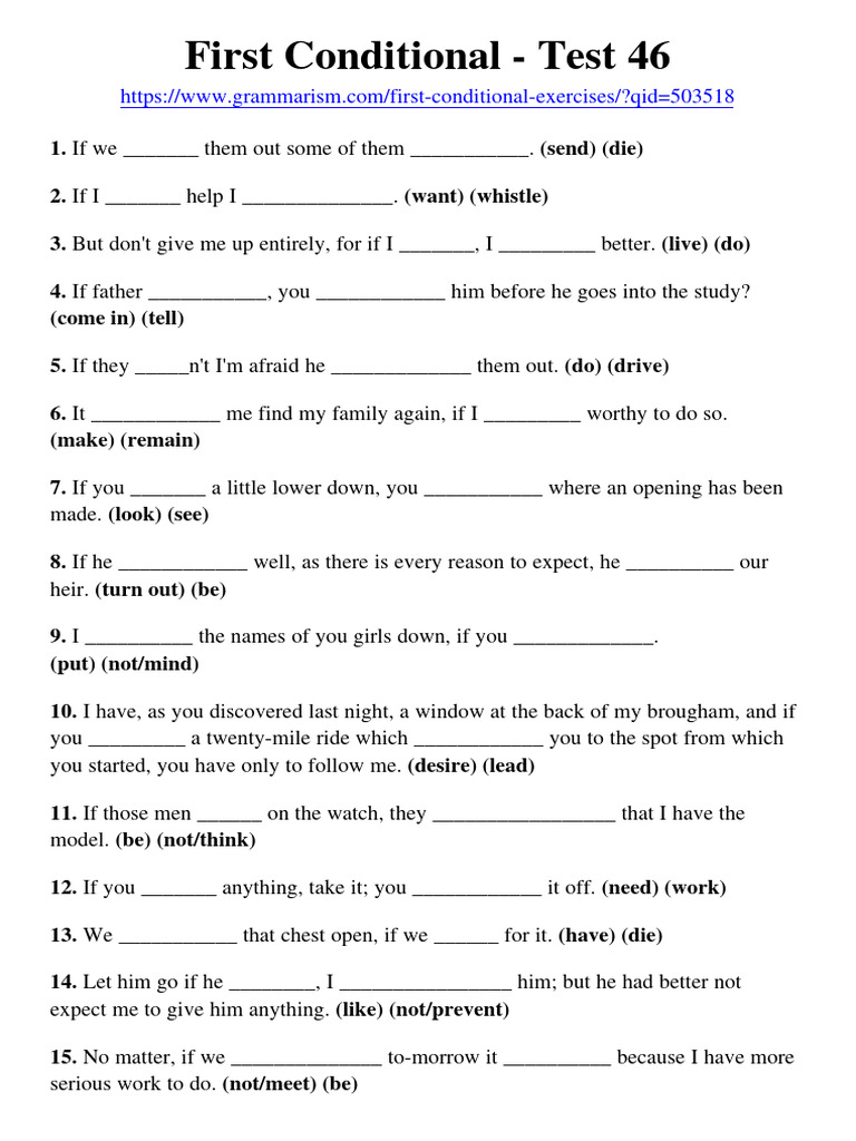 Grammarism First Conditional Test 46 1028038 | PDF