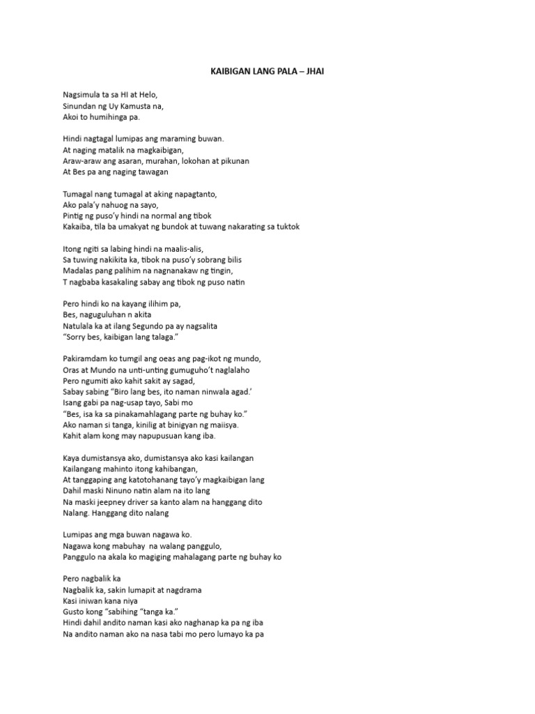 Spoken Poetry Kaibigan Lang Pala | PDF