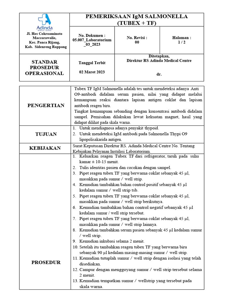 11.+Pemeriksaan+IGM+Salmonella+(Tubex+TF) | PDF