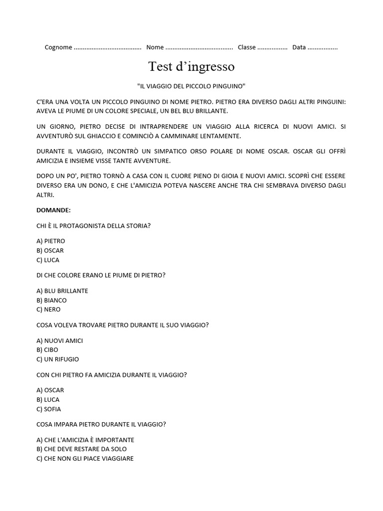 Test Ingresso Antologia 22 9 2023 Pdf