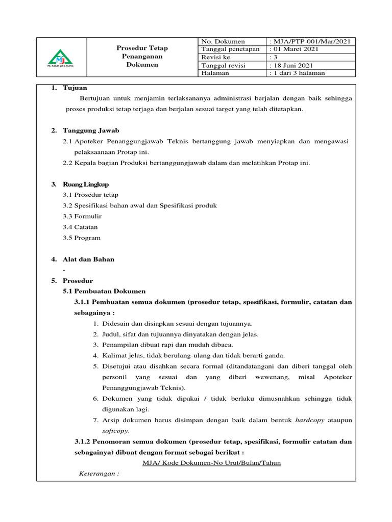 Protap Penanganan Dokumen Rev 18062021 | PDF | Bisnis