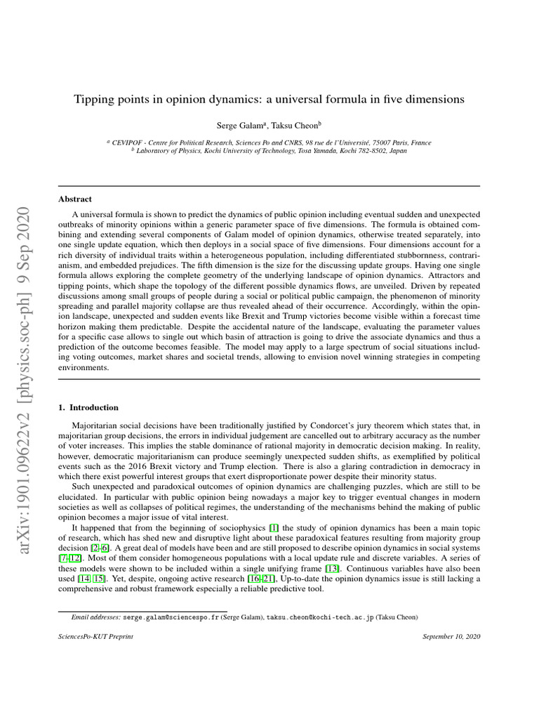Tipping Points in Opinion Dynamics | PDF | Attractor | Dimension