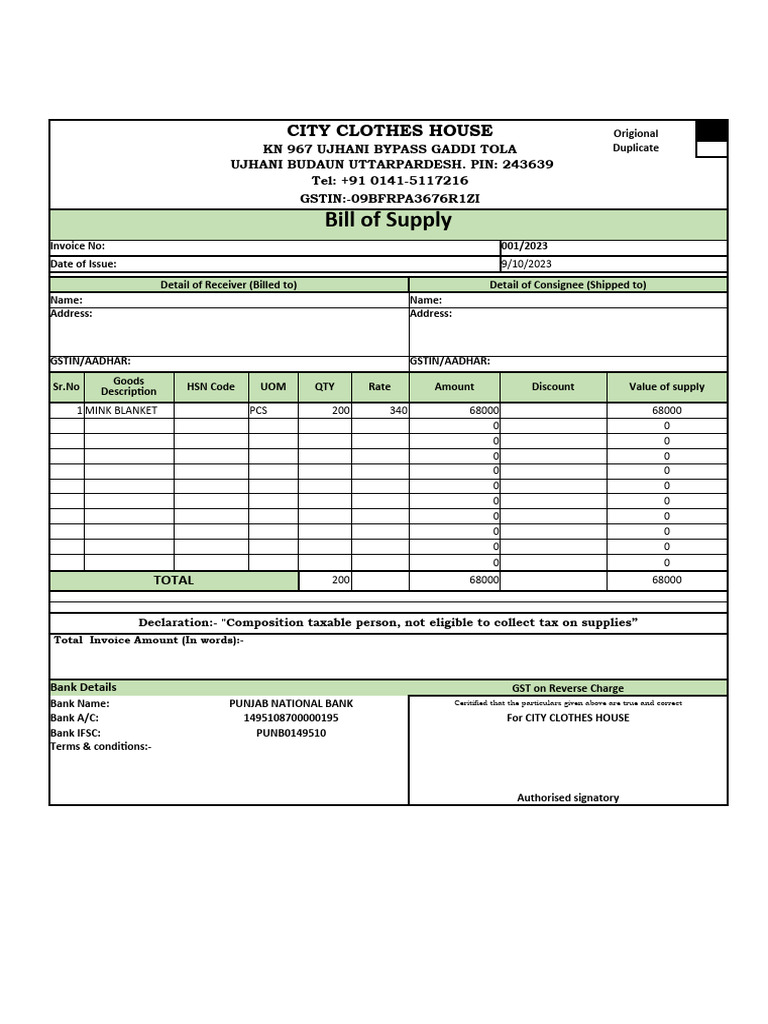 GST Composition Scheme Invoice Format in Excel | PDF