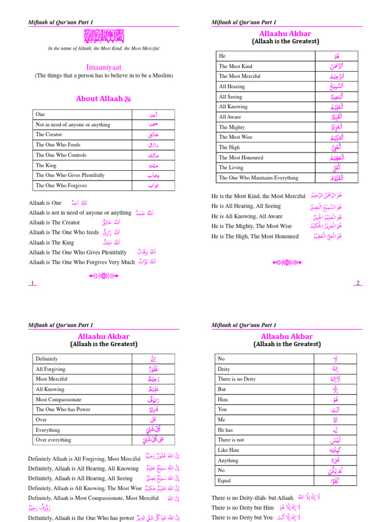 Miftah Ul Quraan Part 1 | Download Free PDF | Allah | Abrahamic Religions