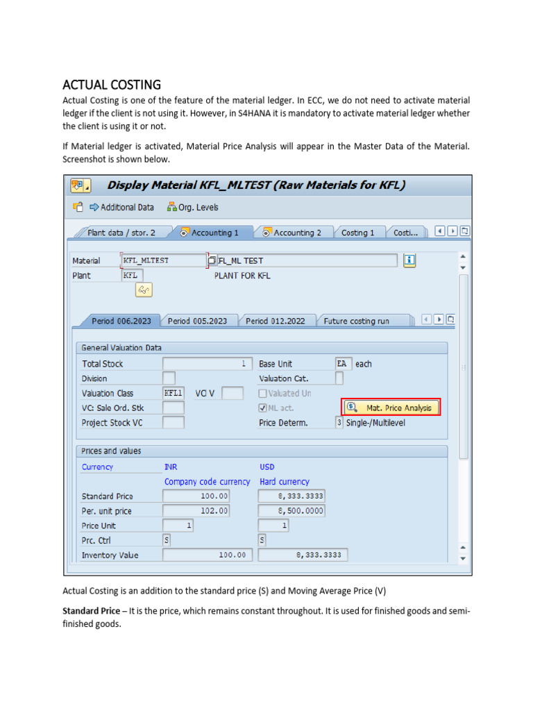 Actual Costing | Download Free PDF | Moving Average | Prices