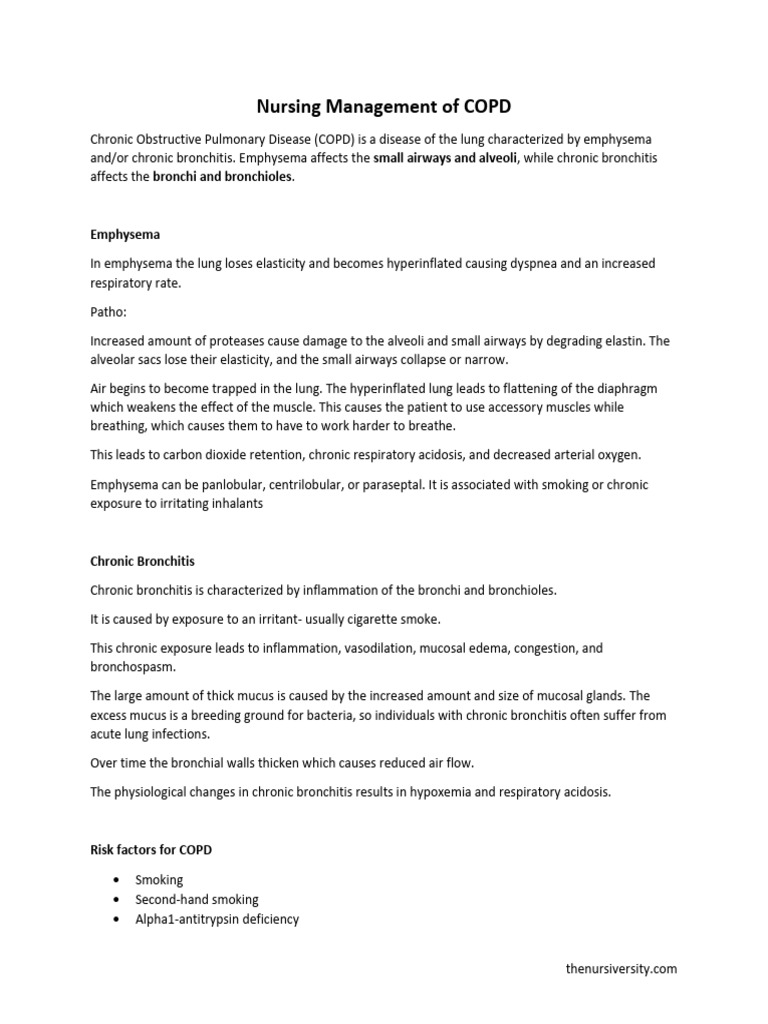 Nursing Management of COPD | PDF | Chronic Obstructive Pulmonary ...