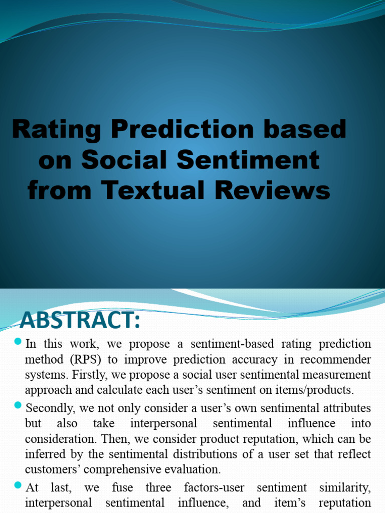 Rating Prediction Based On Social Sentiment From Textual Reviews | PDF | Human Communication ...