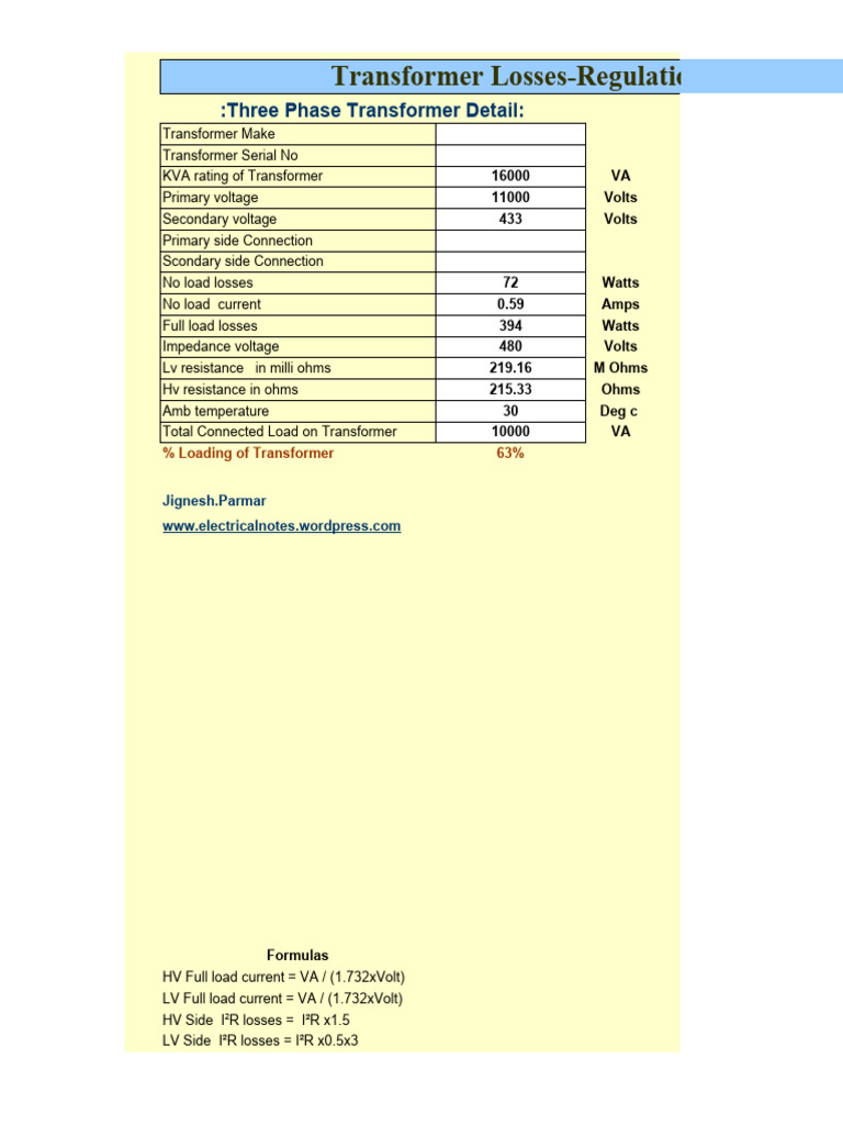 Transformer Losses Calculation | PDF | Electrical Impedance | Transformer