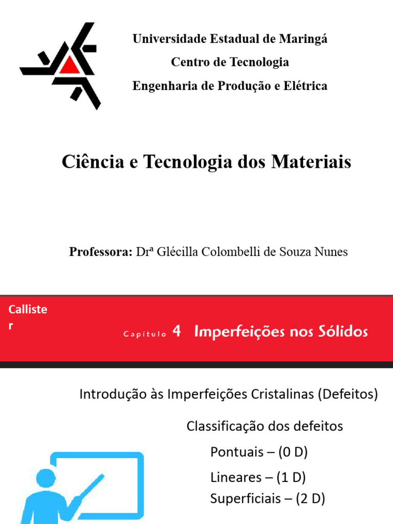 Aulas 12 - 2PROVA - Imperfeições nos Sólidos - PARTE 1 | PDF | Sólido ...