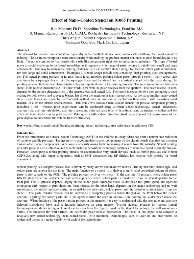 Nano Coated Stencils Ipc | PDF | Art | Computers