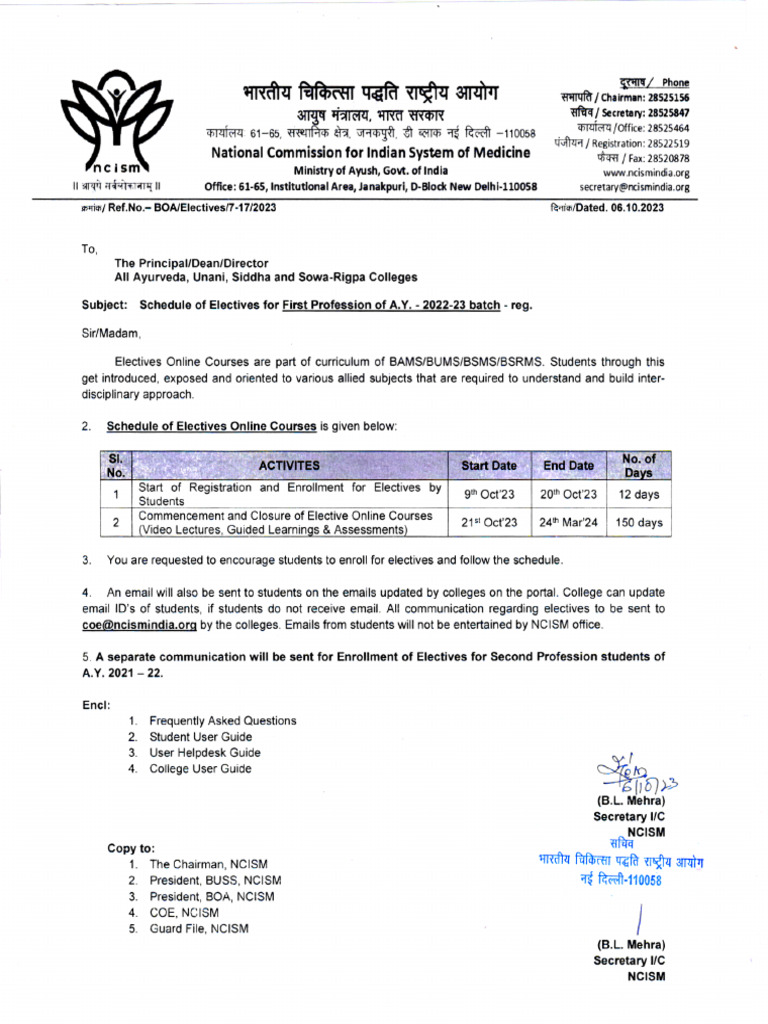Schedule of Electives | PDF
