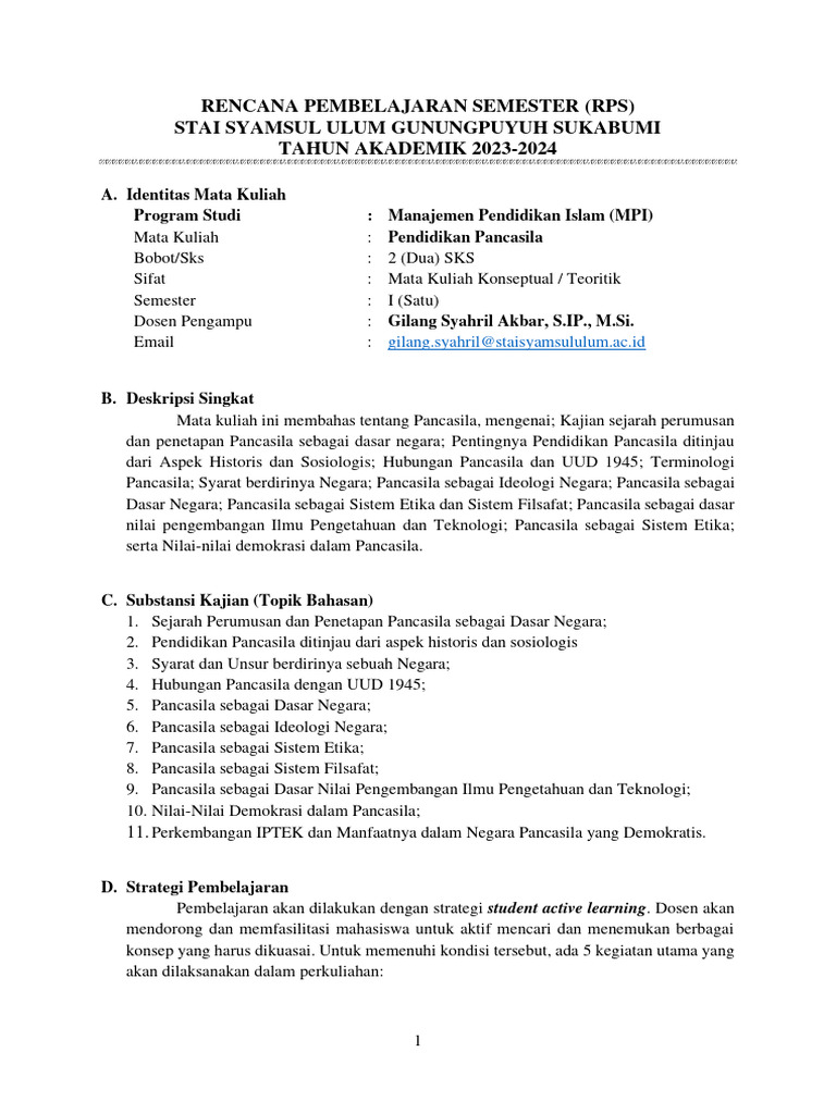 MPI-RPS Pendidikan Pancasila 2023-2024 | PDF