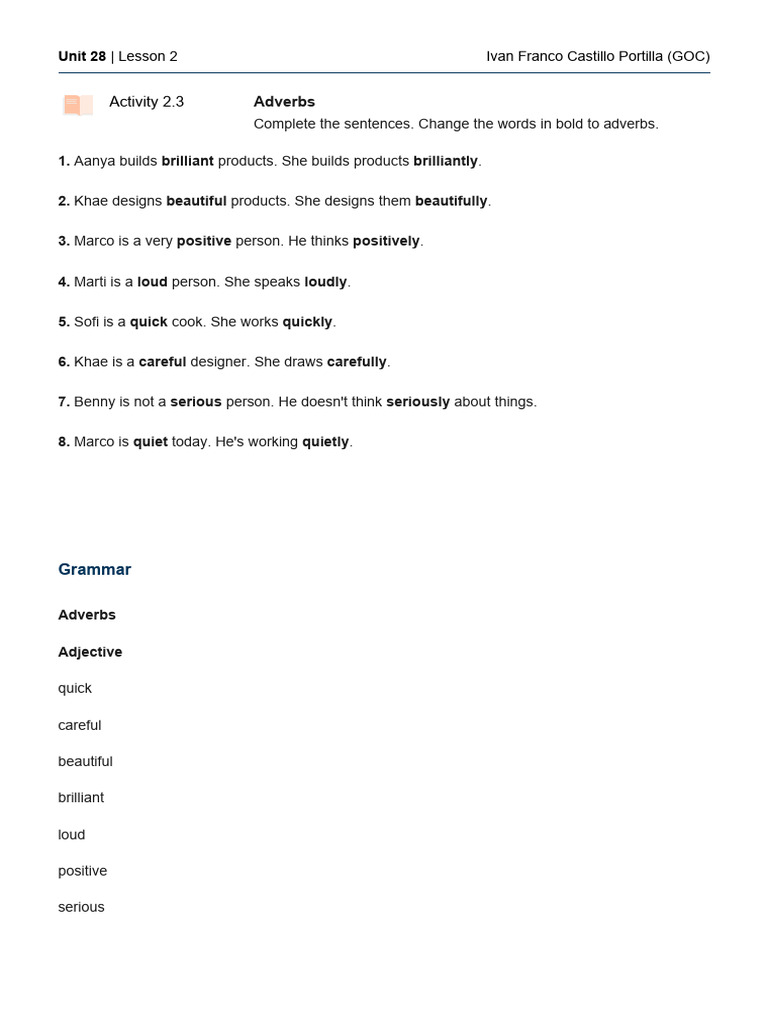 Understanding Adverbs and Their Usage | PDF | Language Arts ...