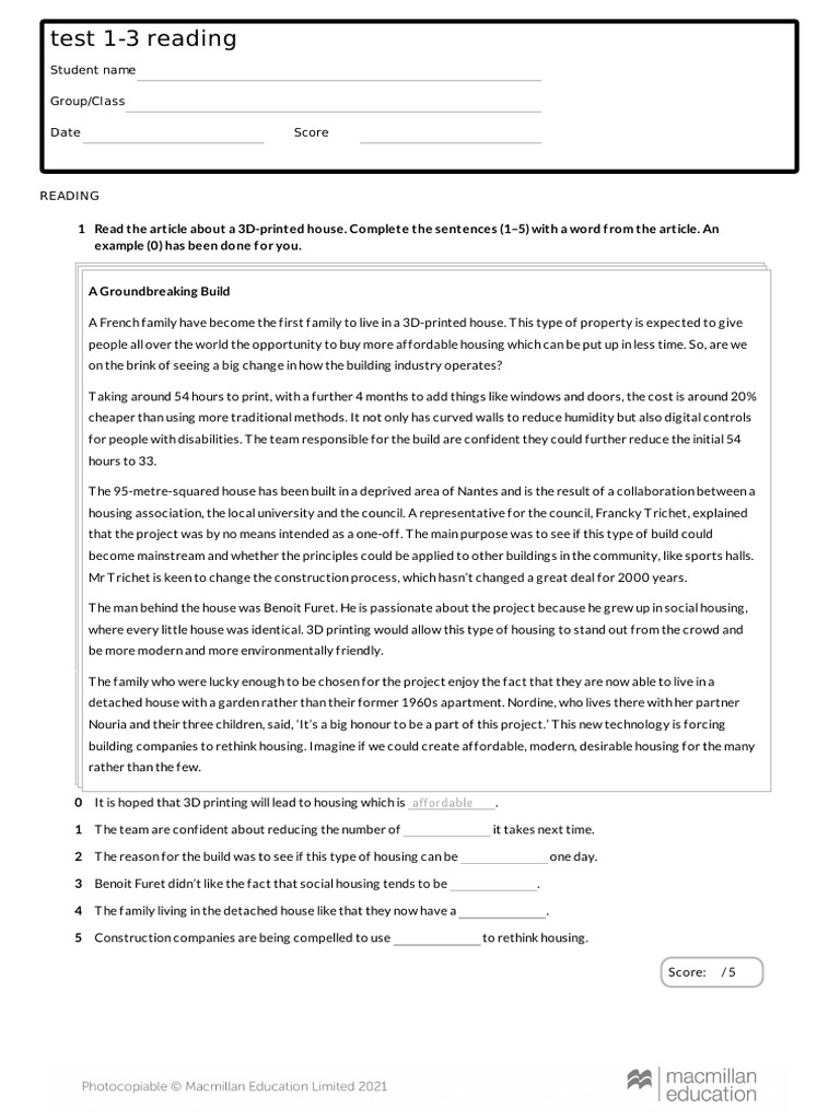 Test 1-3 Students | PDF