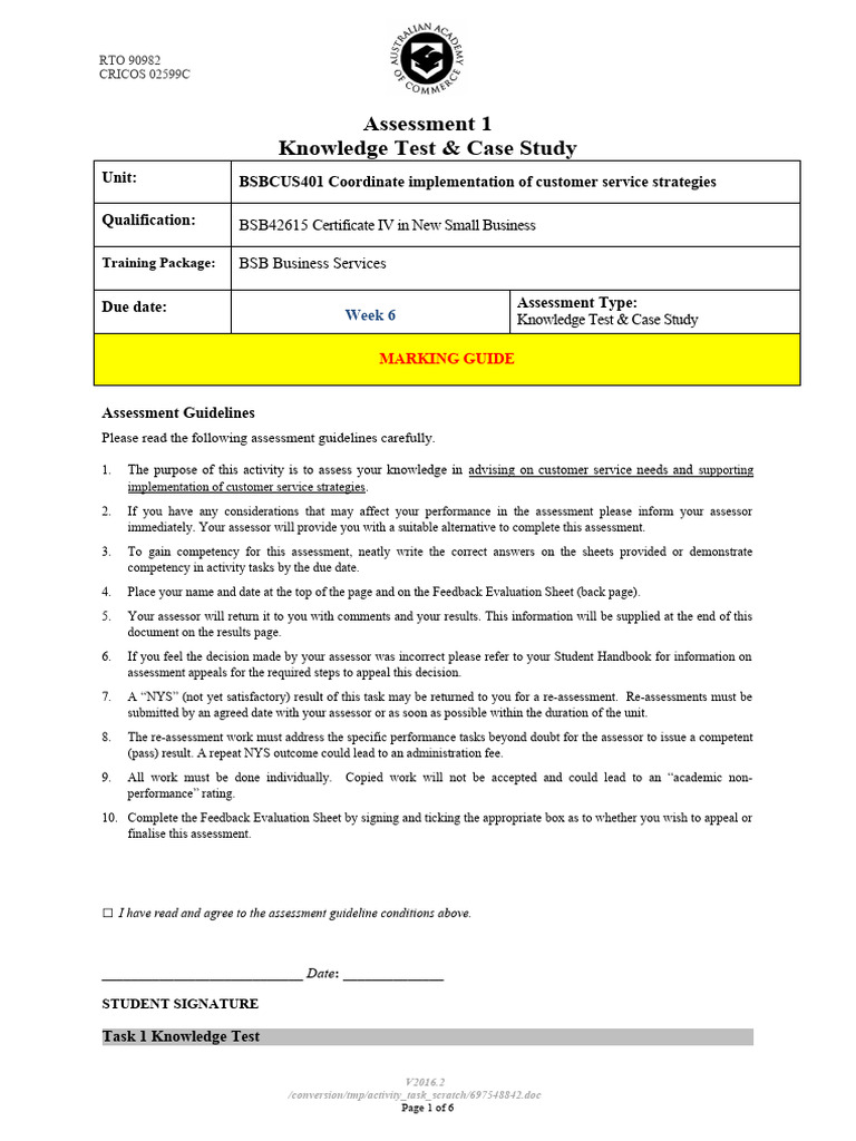 1 Knowledge Test & Case Study MG V2016.2 | PDF | Business