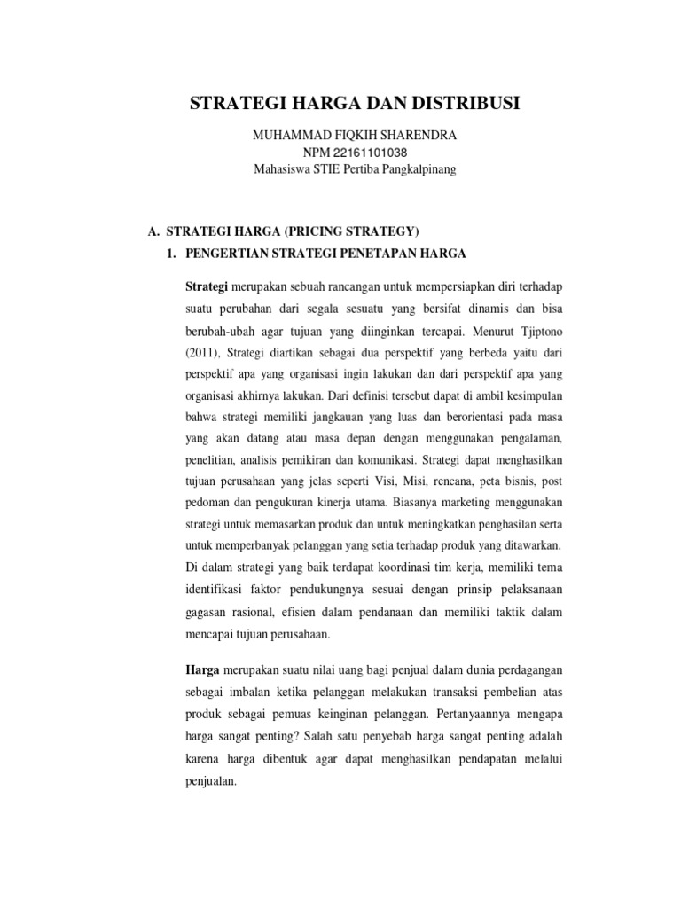 Strategi Harga Dan Distribusi | PDF