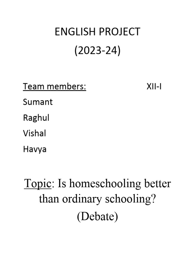 ENGLISH PROJECT (1) Raghul | PDF | Homeschooling | Cognition