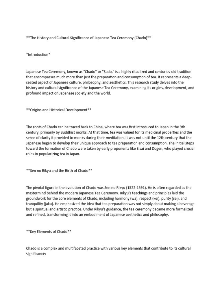 The History and Cultural Significance of Japanese Tea Ceremony (Chado ...