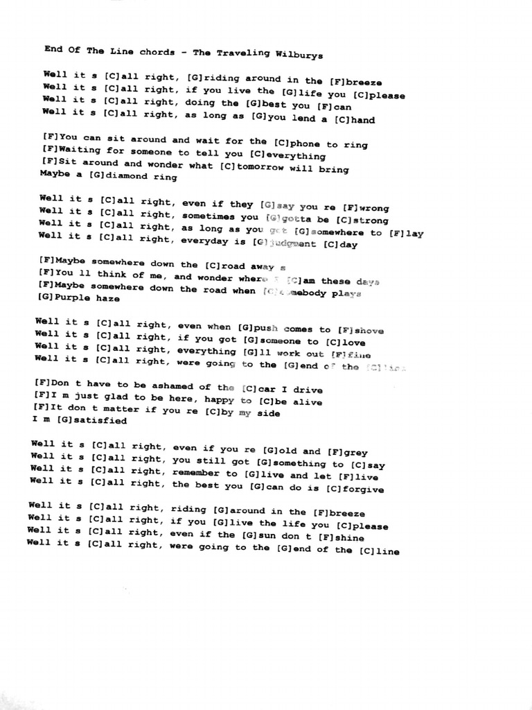 End of The Line - The Traveling Wilburys | PDF