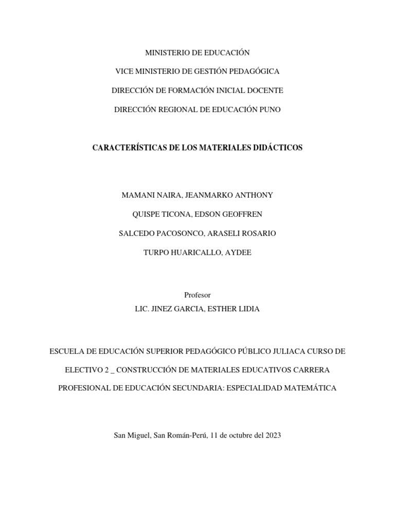 Caracteristicas De Los Materiales Didacticos Pdf Aprendizaje