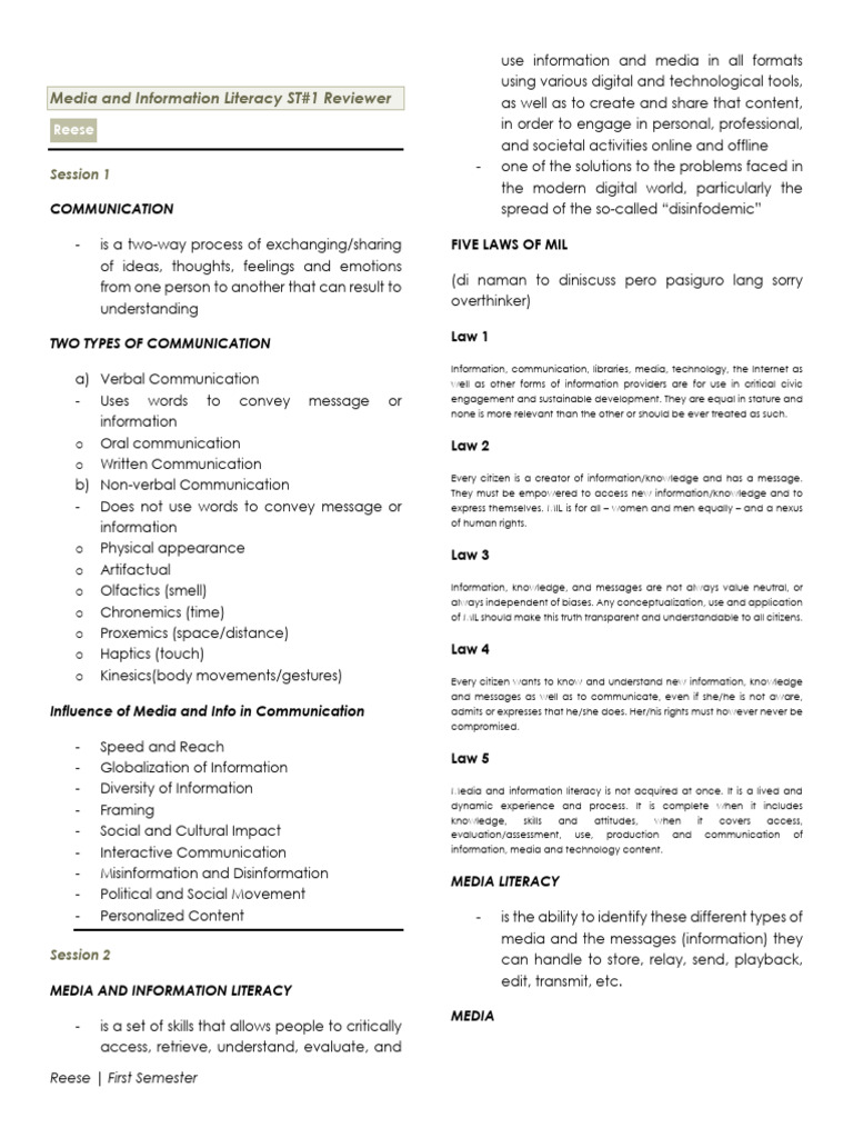 Mil St1 Reviewer Ni Ches | PDF | Communication | Information Mil St1 Reviewer Ni Ches | PDF | Communication | Information