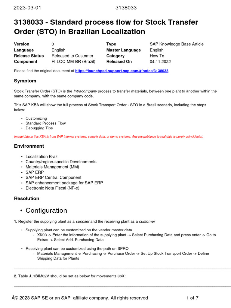 3138033 - Standard Process Flow for Stock Transfer | PDF
