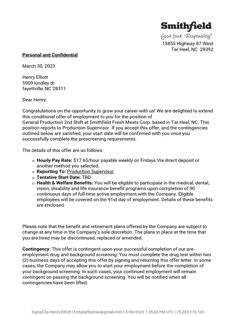 Offer Letter 44277 | PDF | Employment | Drug Test