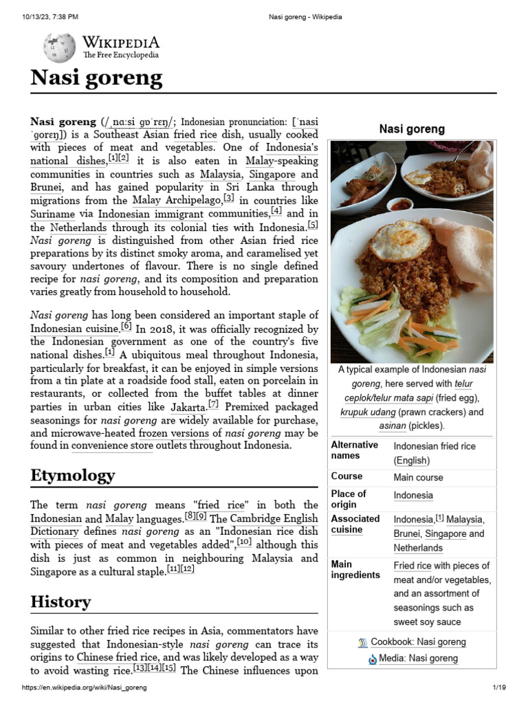 Nasi Goreng - Wikipedia | PDF | Indonesian Cuisine | Food Ingredients