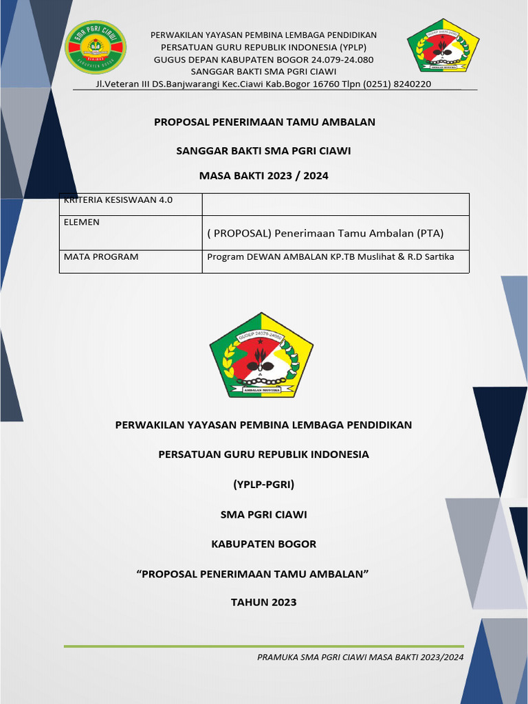 Proposal Kegiatan Pta 2023 | PDF