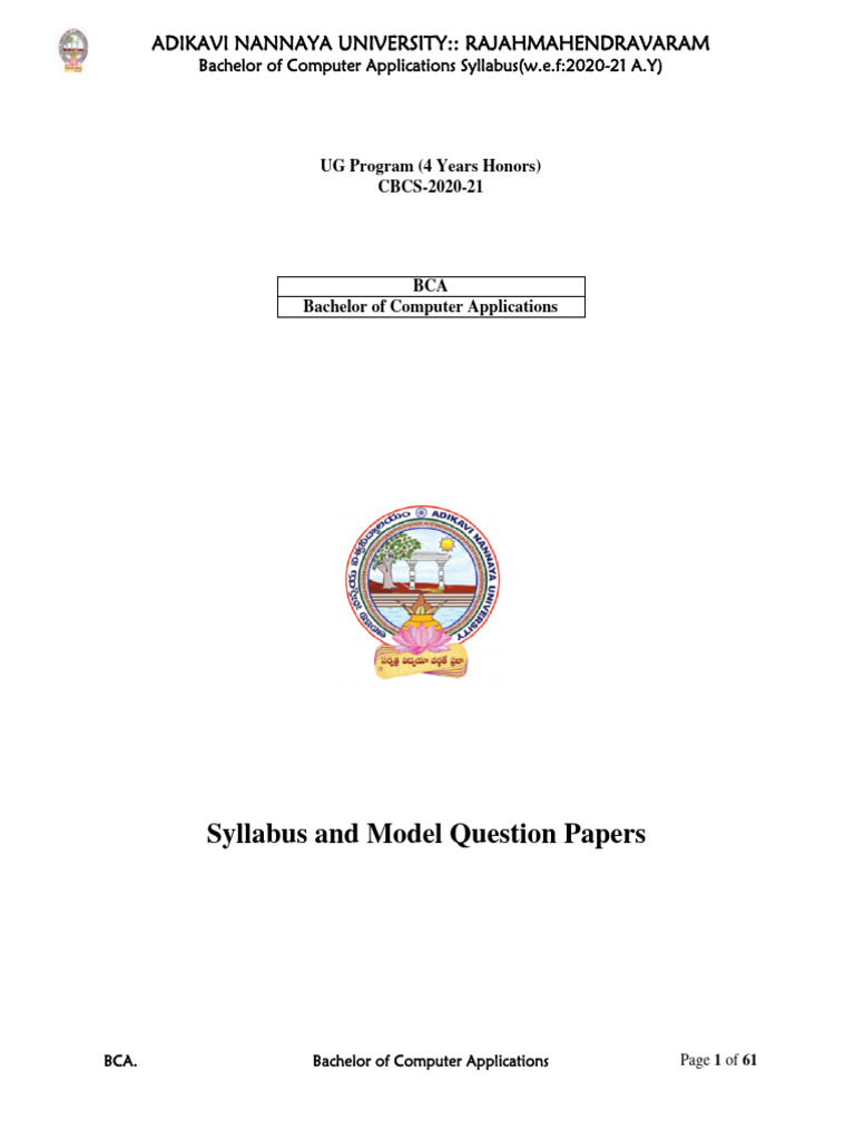 BCA-Bachelor of Computer Applications-2020-21 | PDF | Pointer (Computer Programming) | C ...