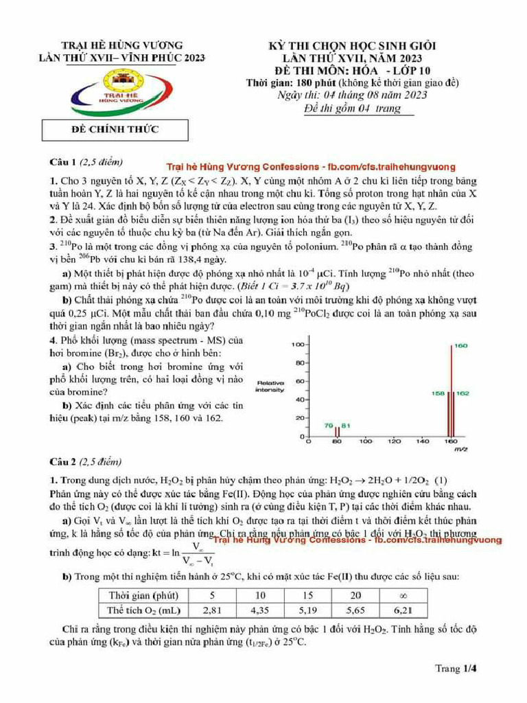 Đề thi HSG Trại Hè Hùng Vương 2023 | PDF