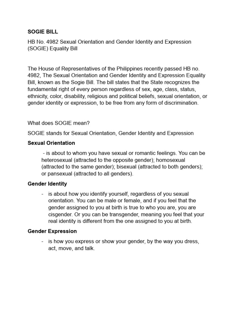 Sogie Bill | PDF | Sexual Orientation | Gender Studies