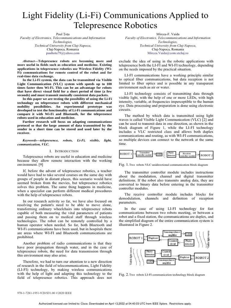 Light - Fidelity - Li-Fi - Communications - Applied - To - Telepresence ...