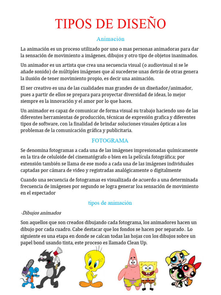 Tipos de Animación y Fotogramas | PDF | Animación