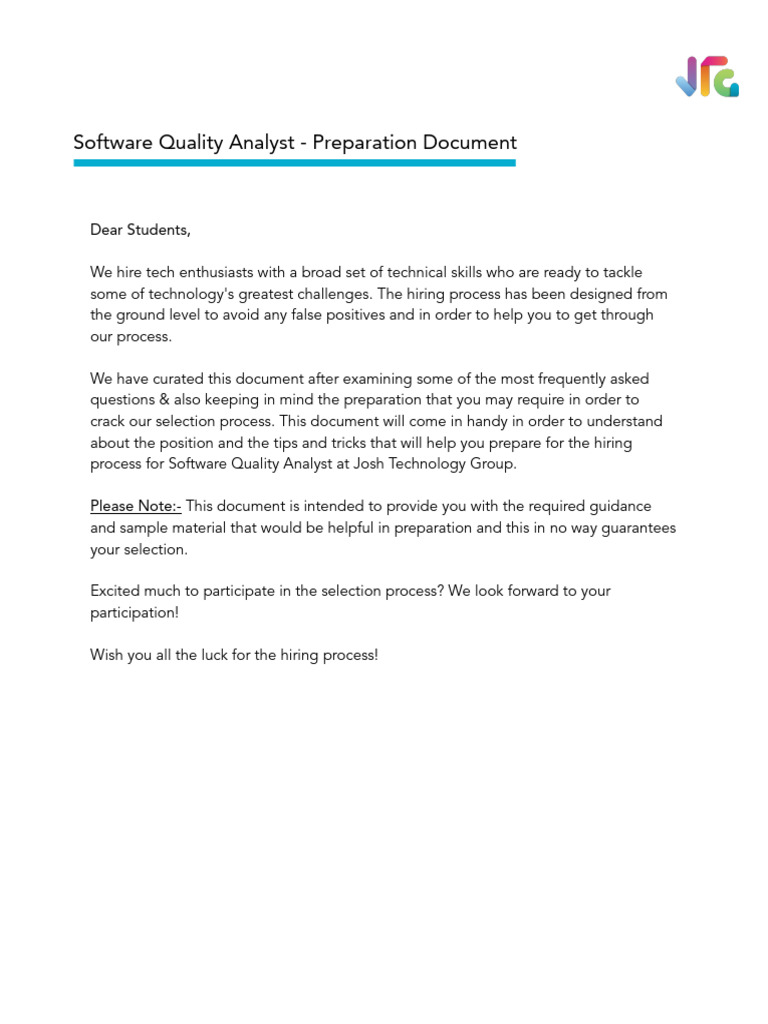 Software Quality Analyst - Preparation Document 2023 | PDF | Mobile App ...
