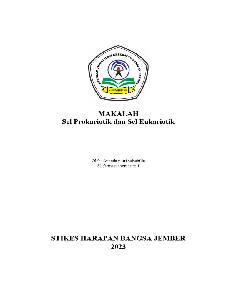 makalah biologi sel (sel prokariotik dan sel ekariotik) | PDF