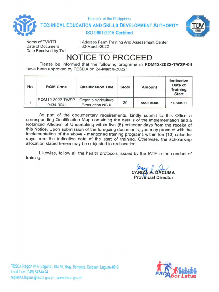 Notice To Proceed | PDF
