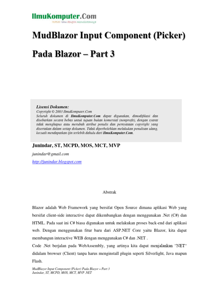 Jun Blazor MudBlazor InputComponent Picker Part3 | PDF