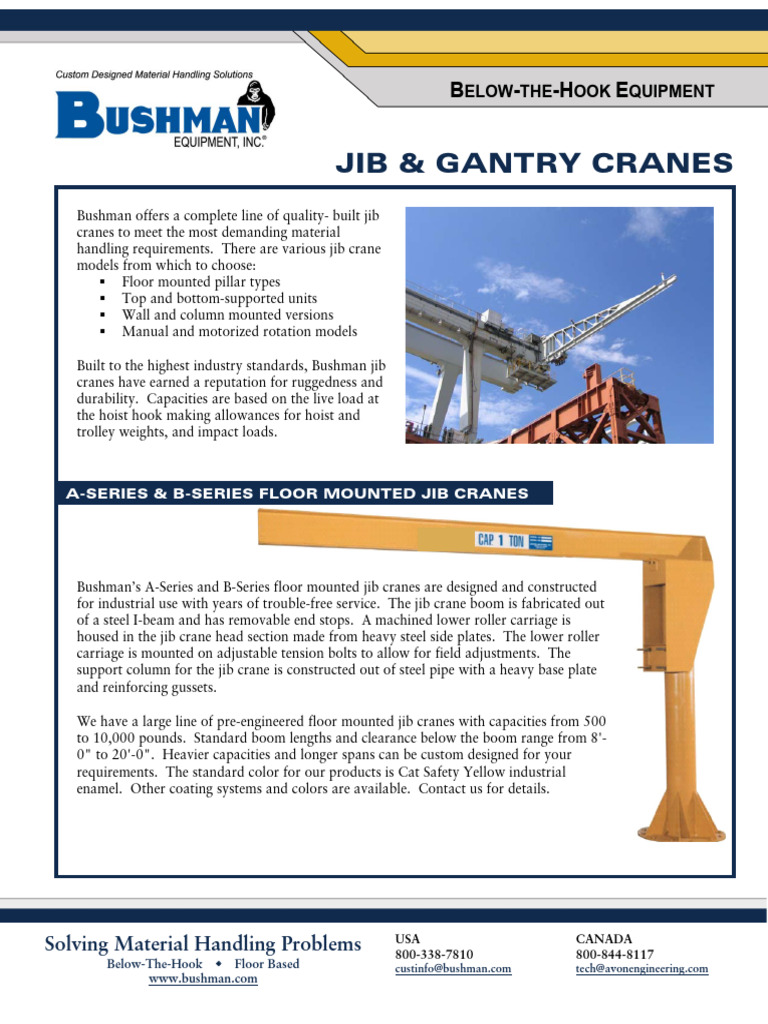 Bushman Jib Gantries Brochure | PDF | Crane (Machine) | Manufactured Goods