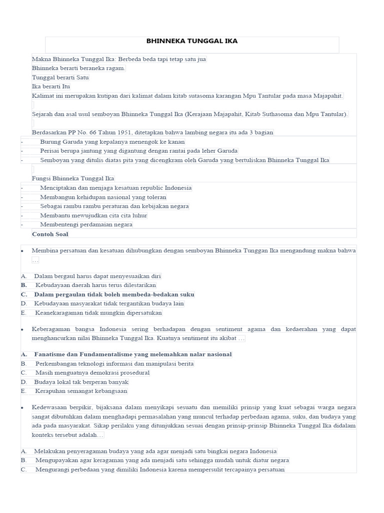Makna dan Fungsi Bhinneka Tunggal Ika | PDF
