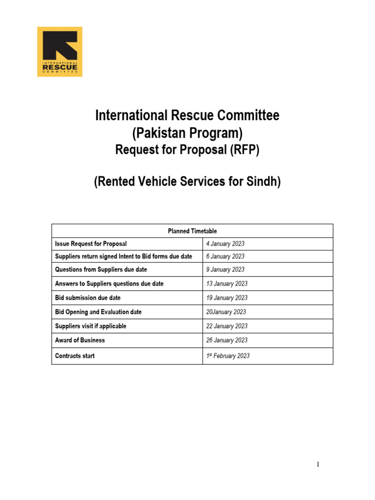 Job - RFP Rental of Vehicles | PDF | Request For Proposal | Specification (Technical Standard)