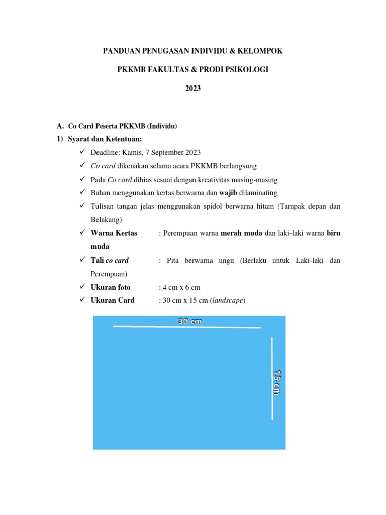 Penugasan Individu & Kelompok PKKMB Fakultas & Prodi Psikologi 2023 | PDF