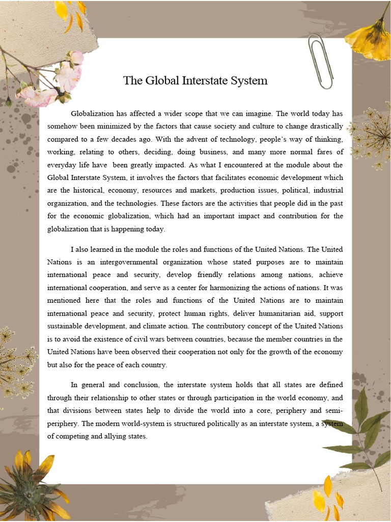 Reflection Paper In Contemporary World Pdf Globalization United Nations