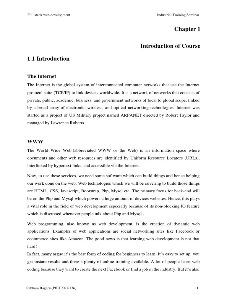 Subham Bagaria | PDF | World Wide Web | Internet & Web