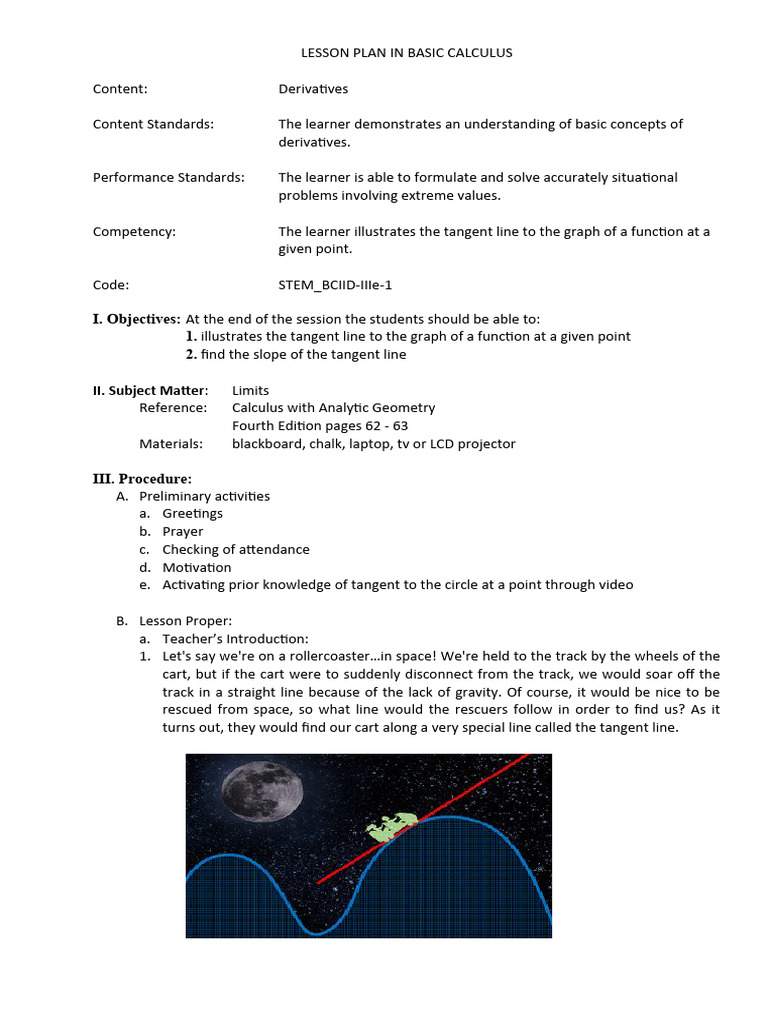 STEM - BC11D IIIe 1 | PDF | Tangent | Slope