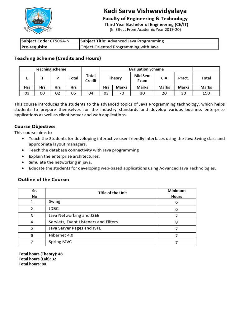 CT506A-N Advanced Java Programming | PDF | Spring Framework | Java ... CT506A-N Advanced Java Programming | PDF | Spring Framework | Java ...