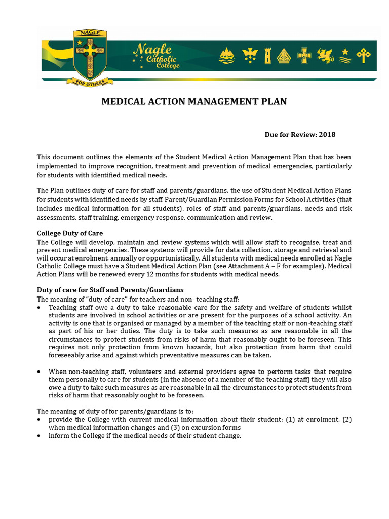 Medical Action Management Plan | PDF