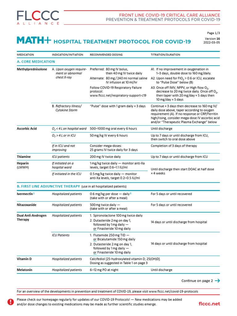 FLCCC-Alliance-MATHplus-Protocol-ENGLISH | PDF | Intensive Care Unit ...